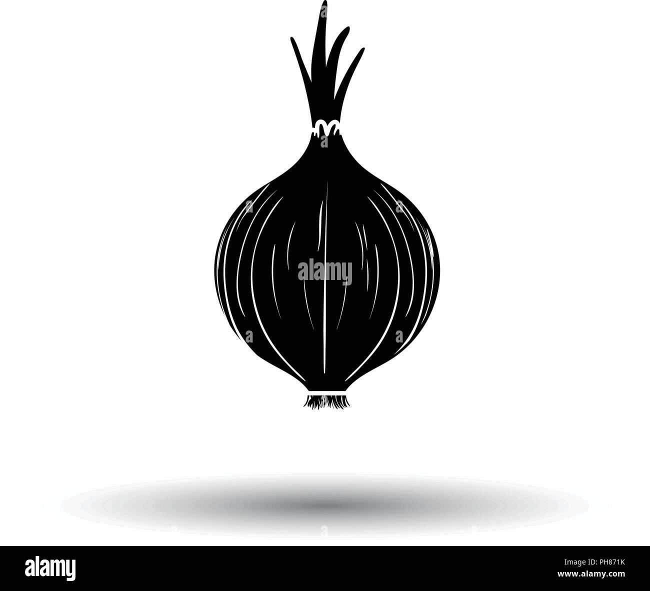 Onion icon. White background with shadow design. Vector illustration ...