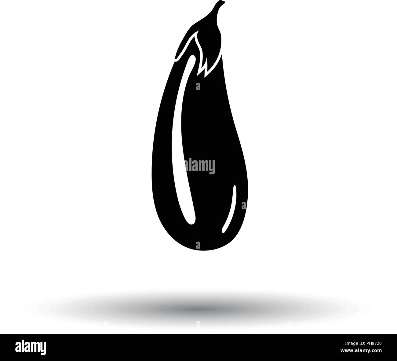 Eggplant icon. White background with shadow design. Vector illustration ...