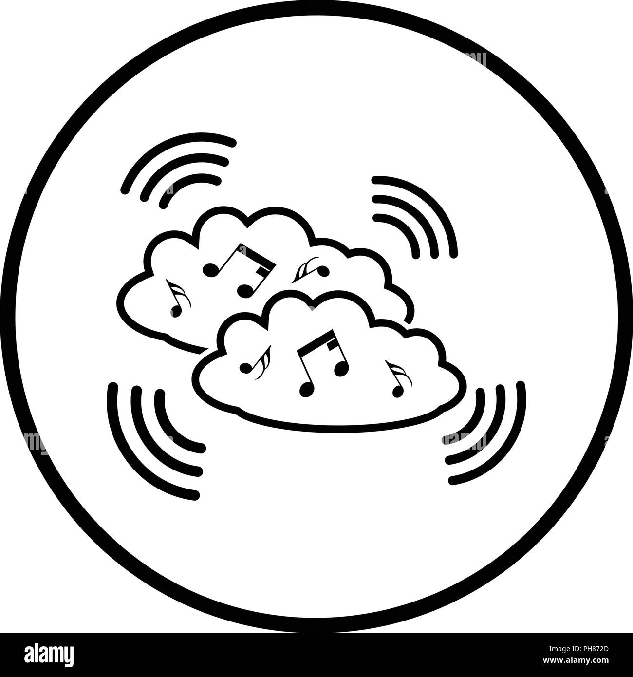 Music cloud icon. Thin circle design. Vector illustration Stock Vector ...
