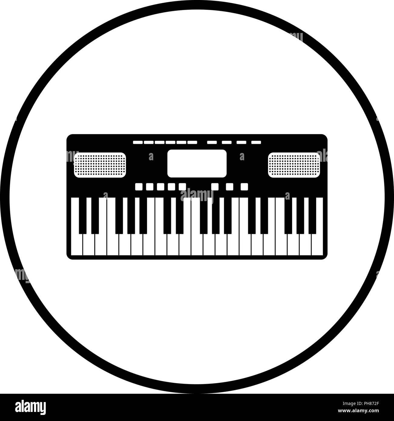 Music synthesizer icon. Thin circle design. Vector illustration Stock ...