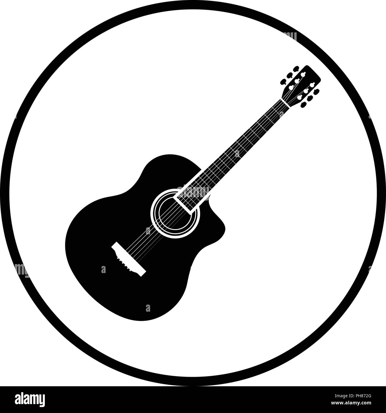 Acoustic guitar icon. Thin circle design. Vector illustration Stock ...