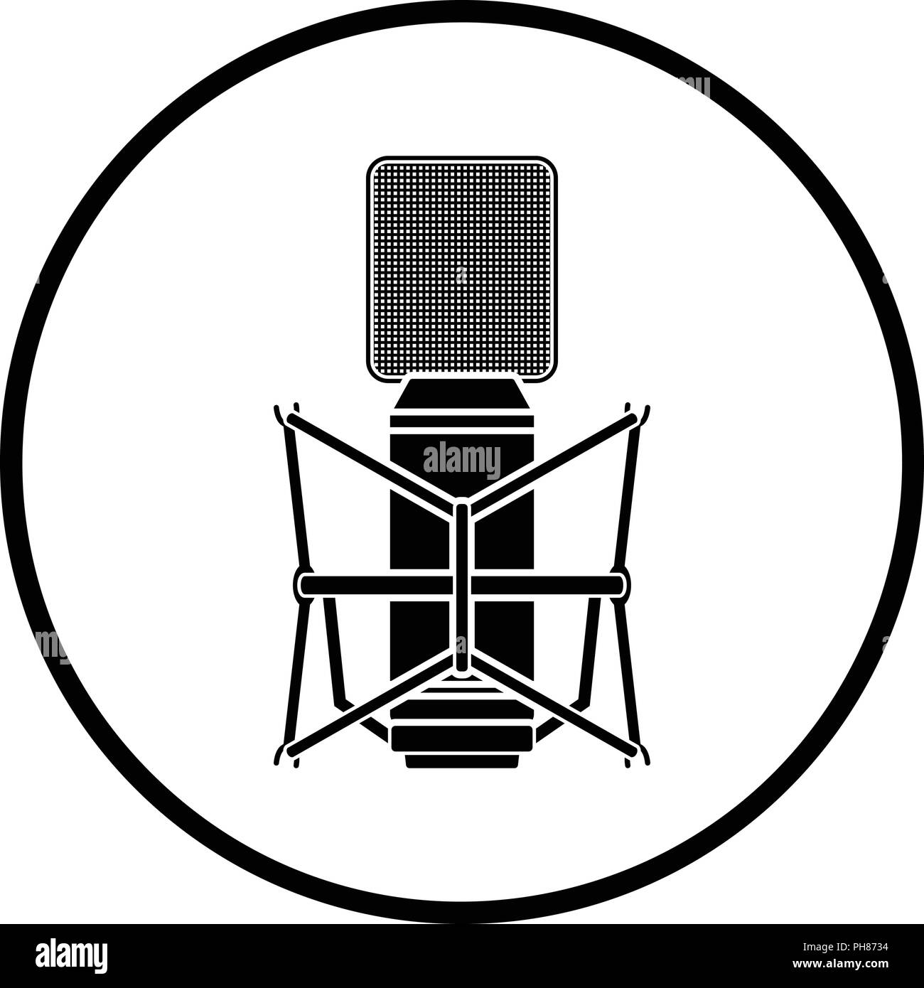 Old microphone icon. Thin circle design. Vector illustration Stock ...