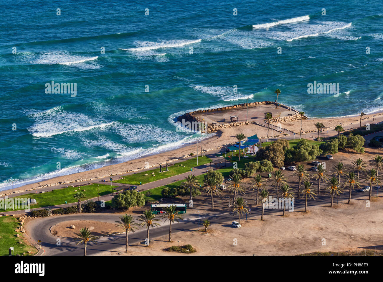 Bay and city from mount Carmel, Haifa, Israel Stock Photo - Alamy