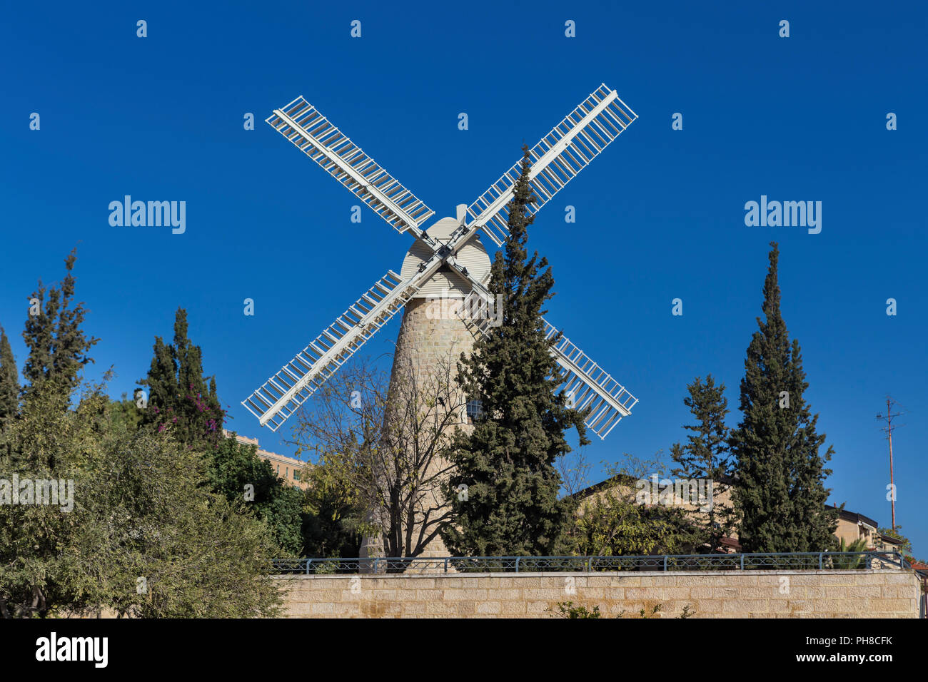 Montefiore windmill, Jerusalem, Israel Stock Photo - Alamy