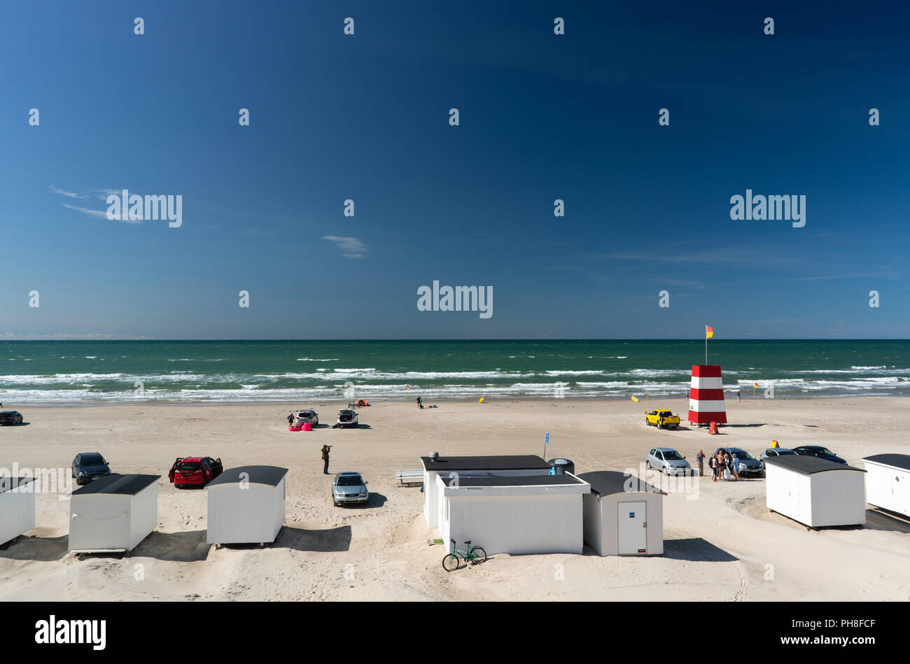 Cars on the beach of Løkken/ Lokken/ Loekken, Denmark, in Summer 2018 ...