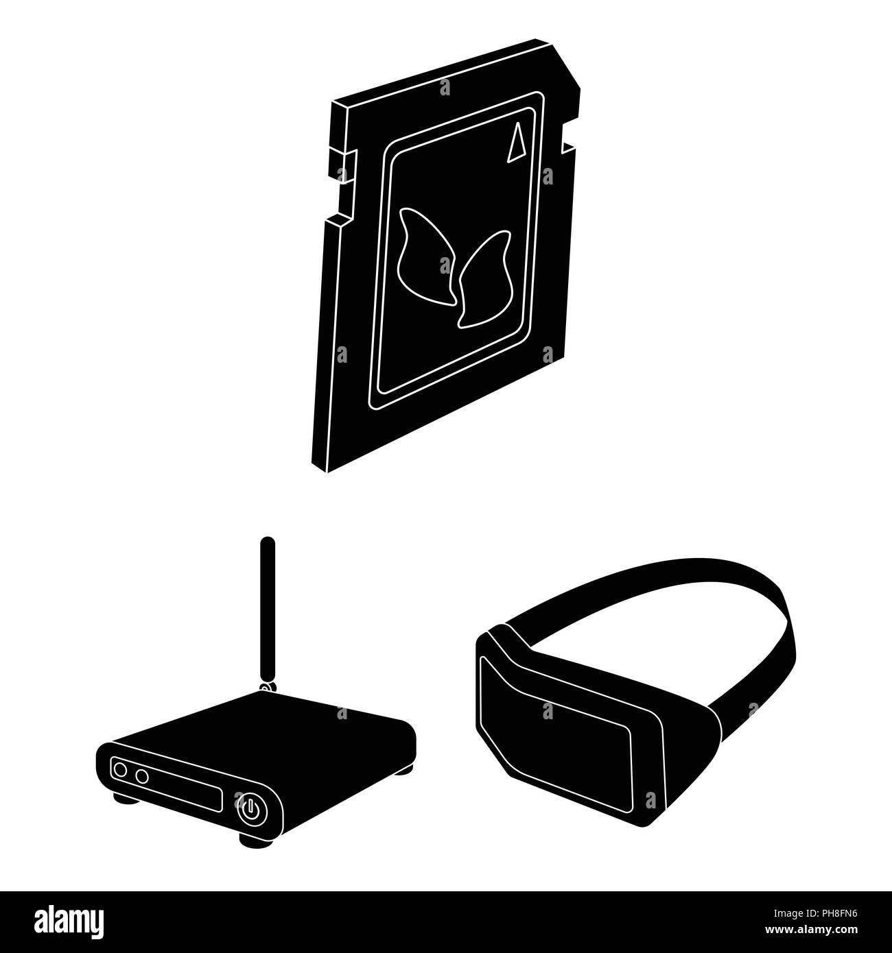 Personal computer black icons in set collection for design. Equipment ...