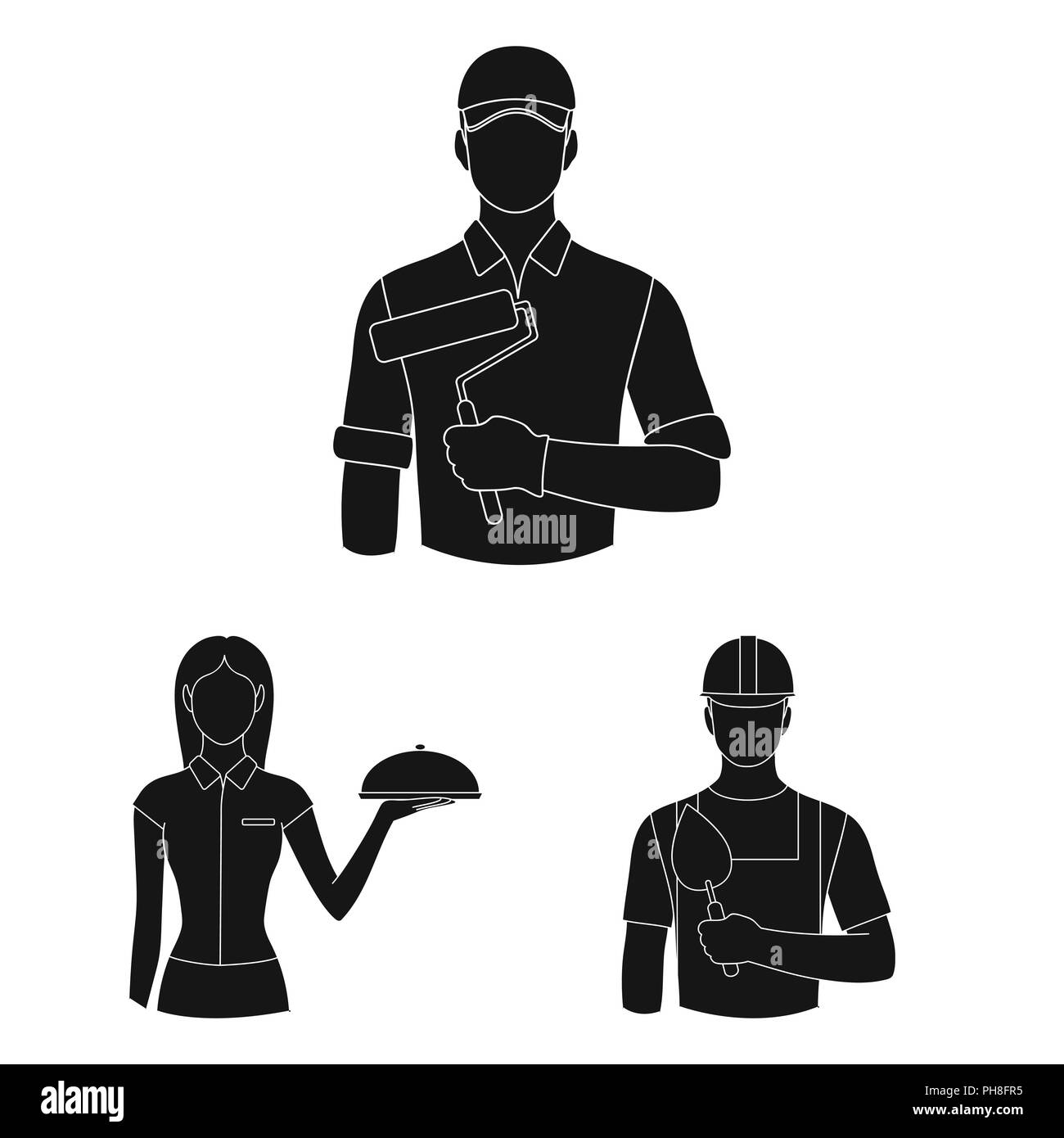 People of different professions black icons in set collection for ...