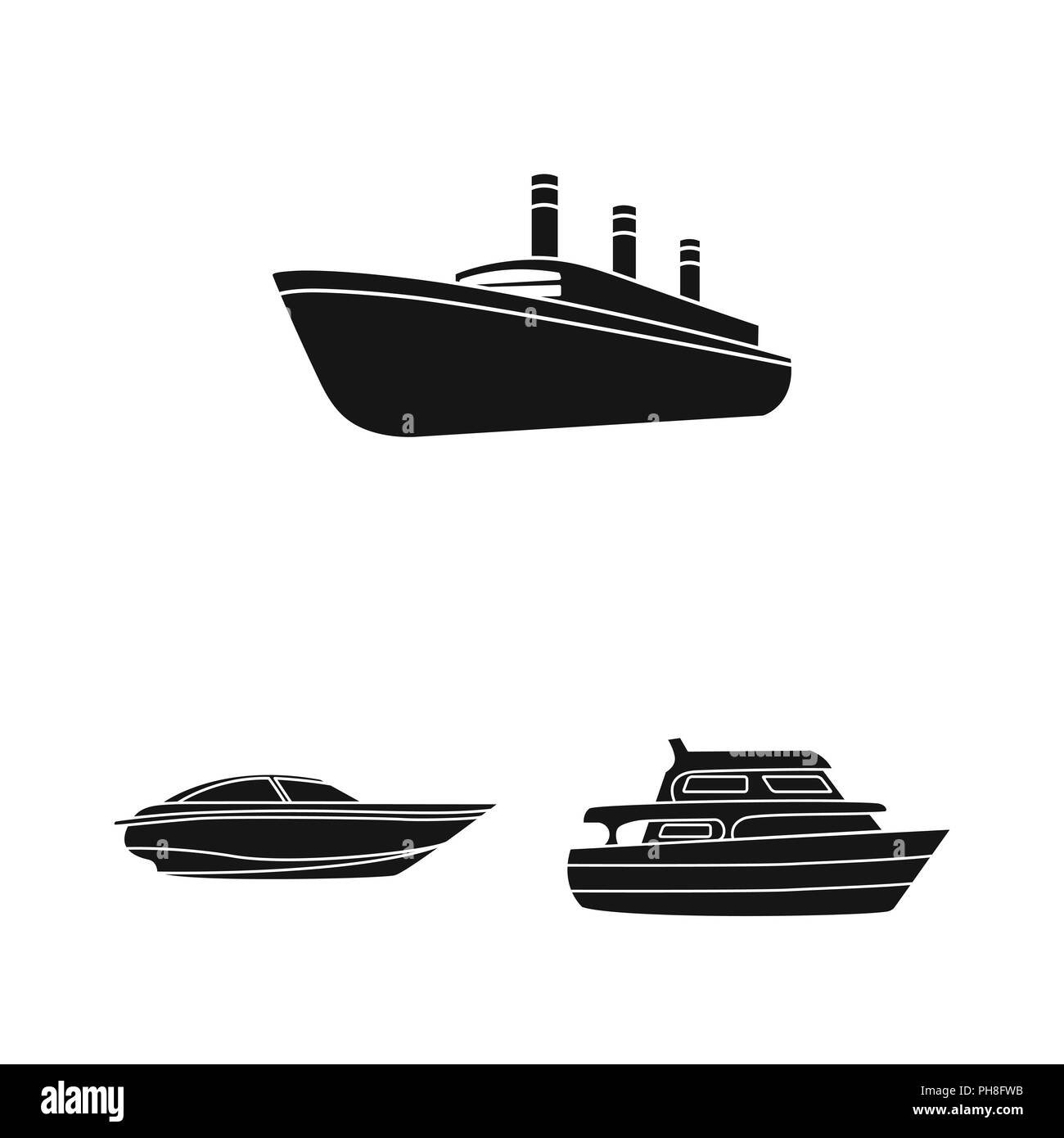 Water and sea transport black icons in set collection for design. A ...