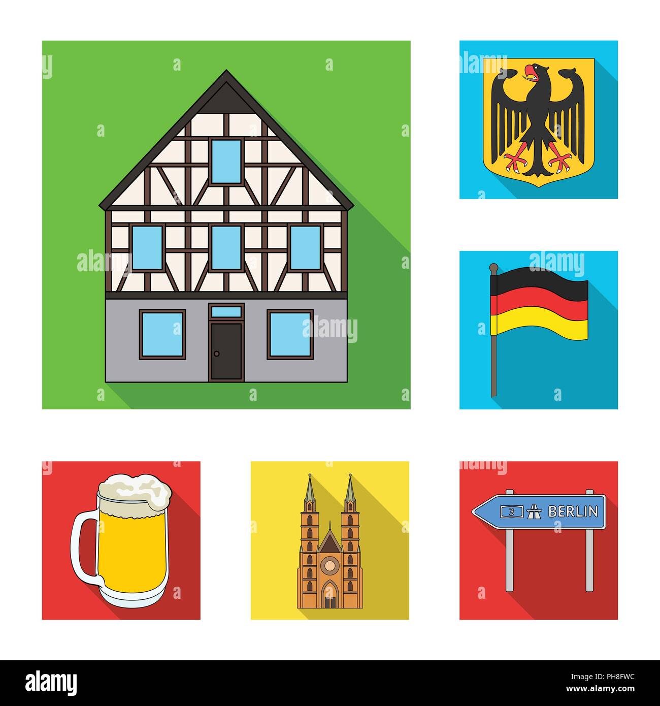 Country Germany flat icons in set collection for design. Germany and ...