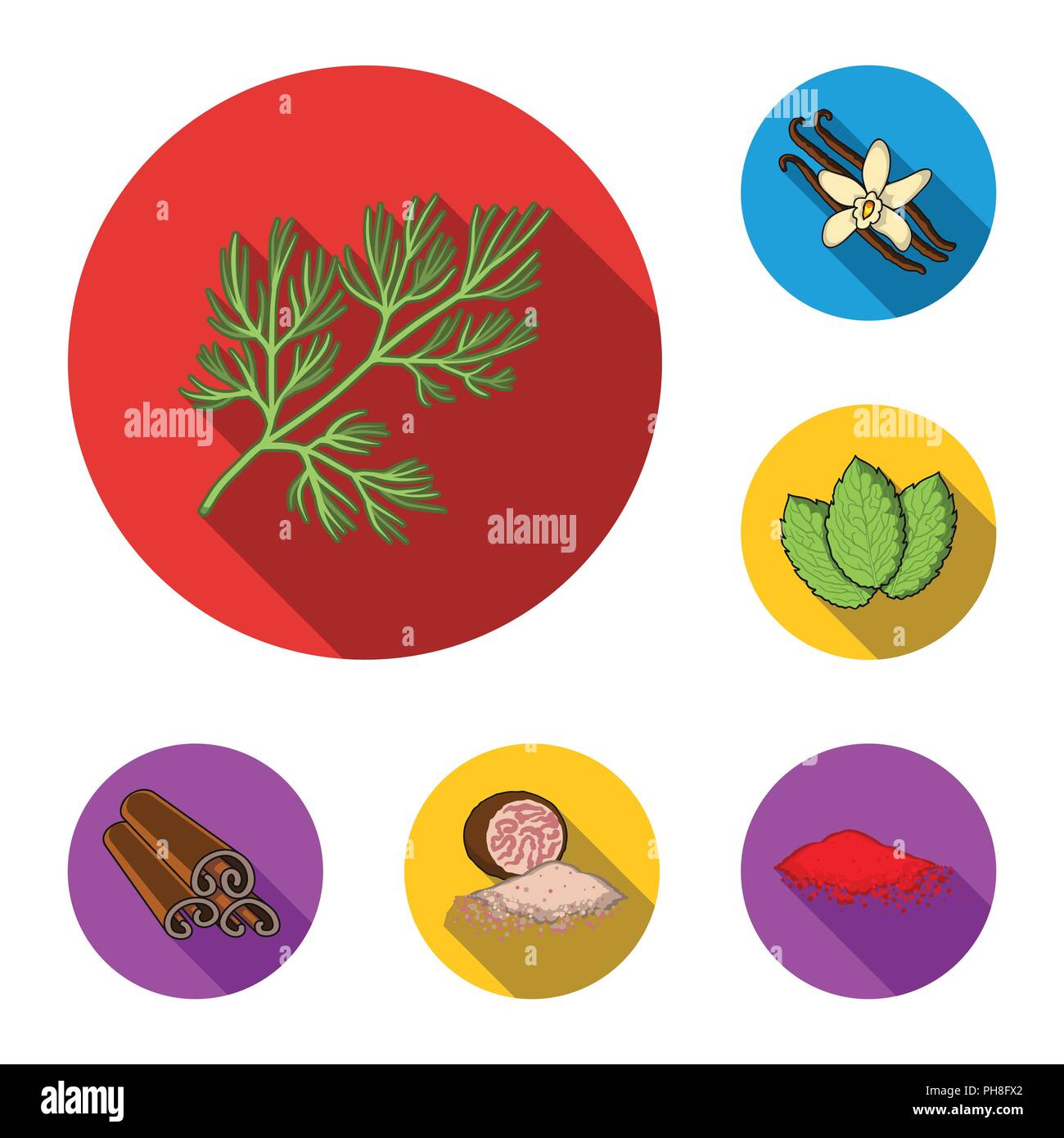Herb and spices flat icons in set collection for design.Different kinds ...