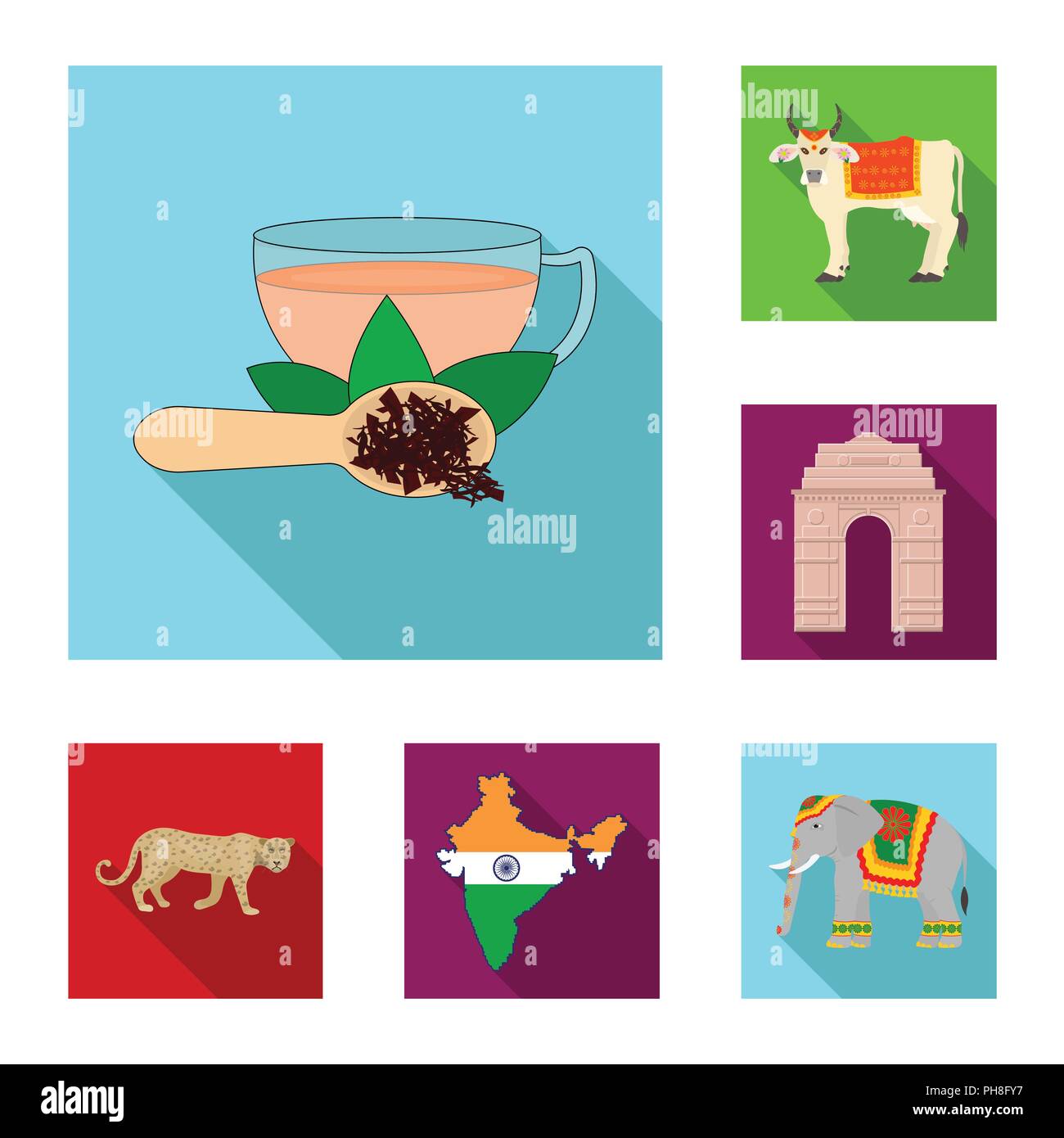 Country India flat icons in set collection for design.India and ...