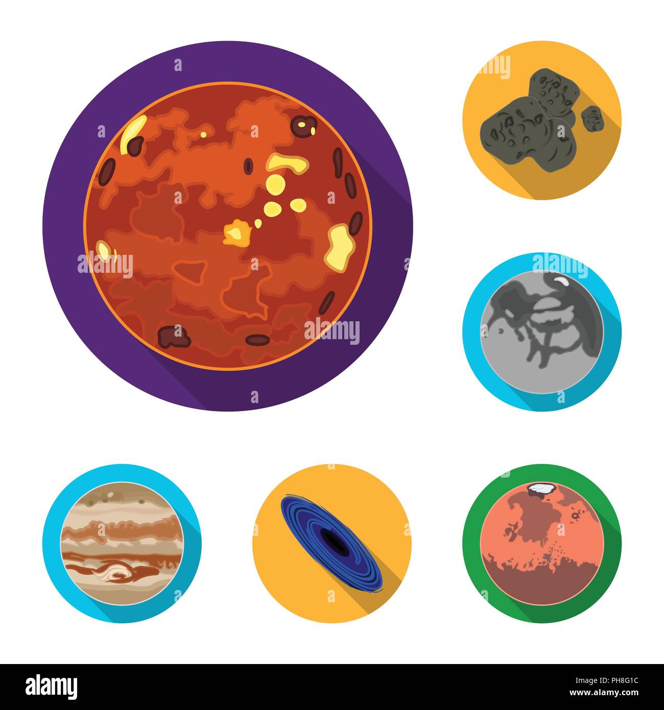 Planets of the solar system flat icons in set collection for design ...