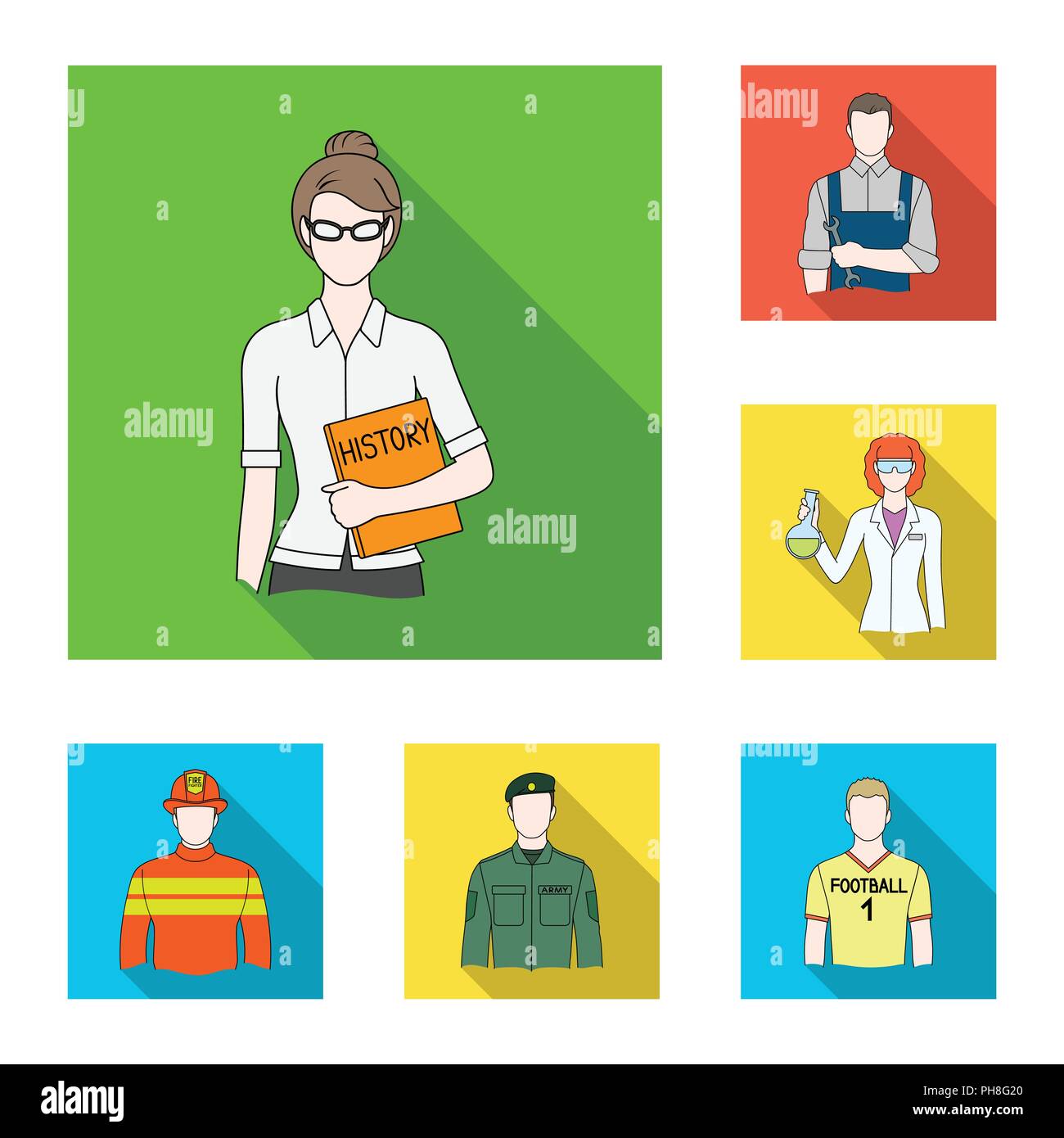 People of different professions flat icons in set collection for design ...