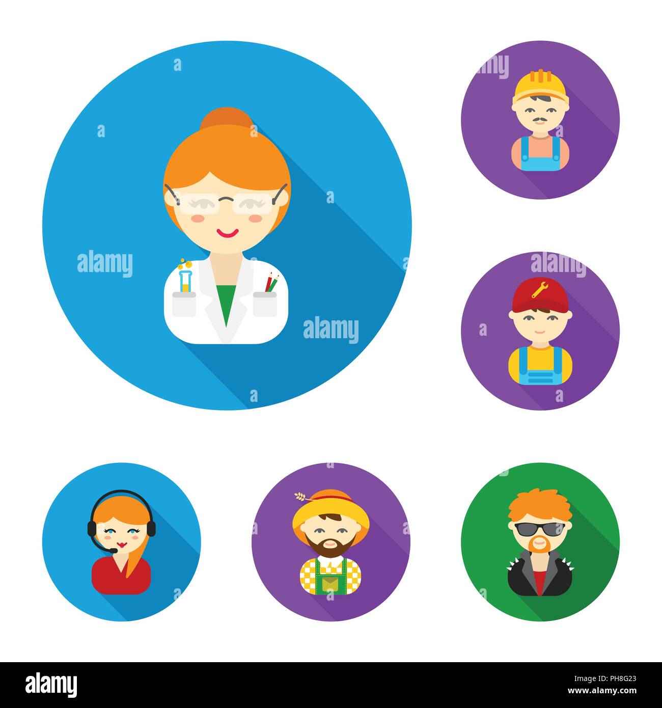 People of different professions flat icons in set collection for design ...