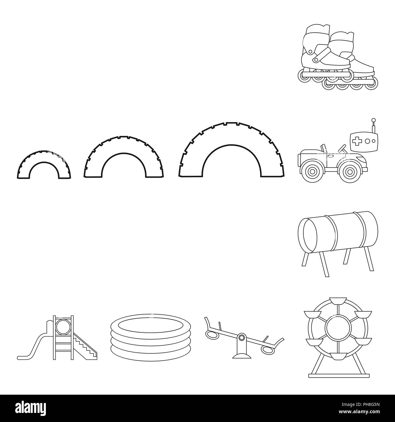 Playground, entertainment outline icons in set collection for design ...