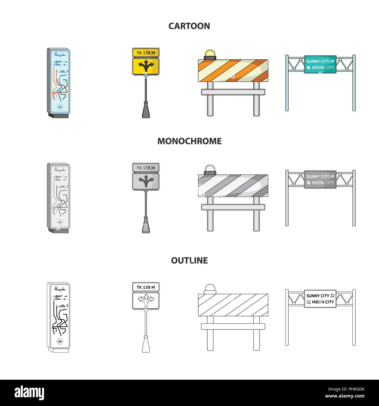 Stands and Signs and other icon in cartoon,outline,monochrome style ...