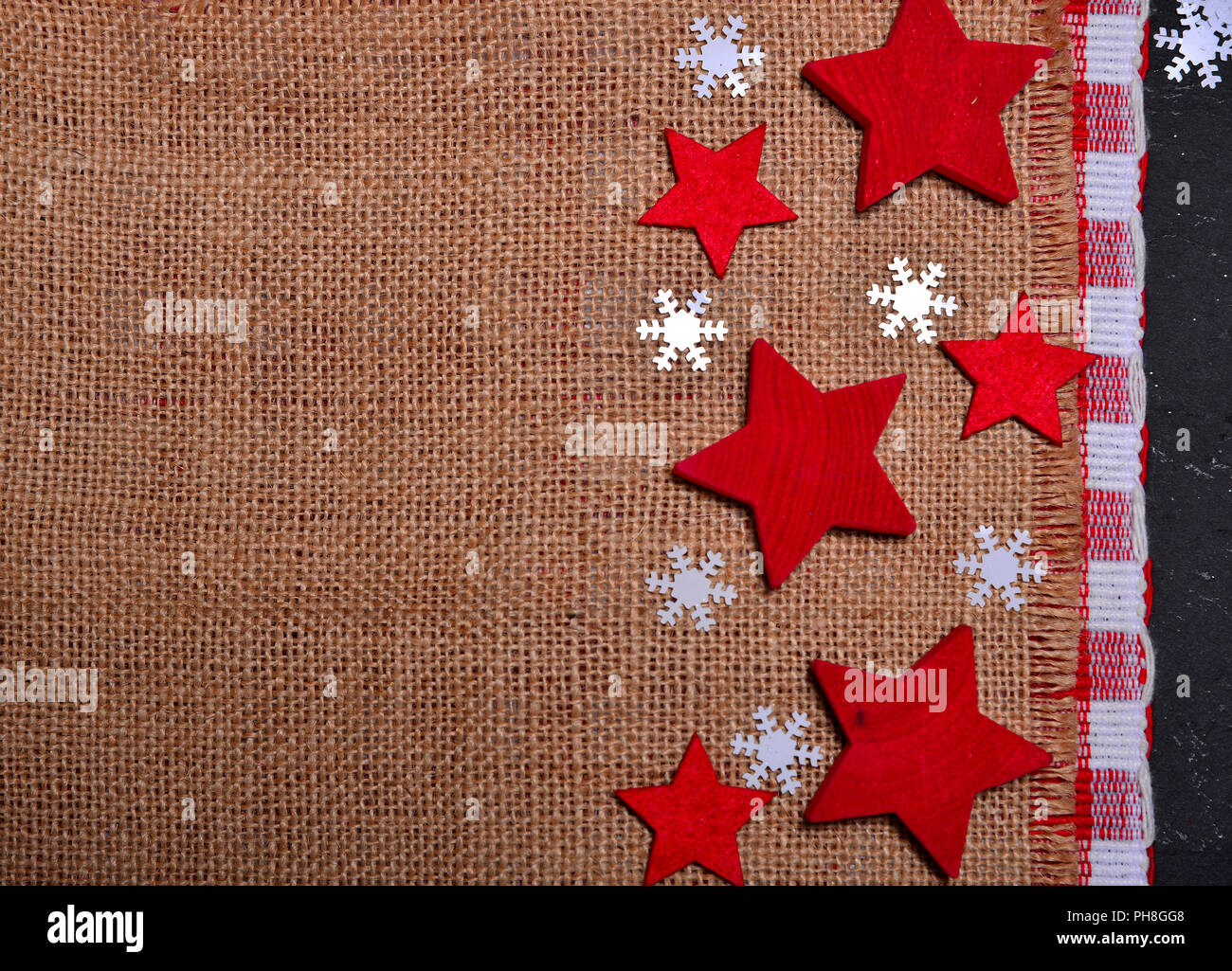 red star on linen fabric Stock Photo - Alamy