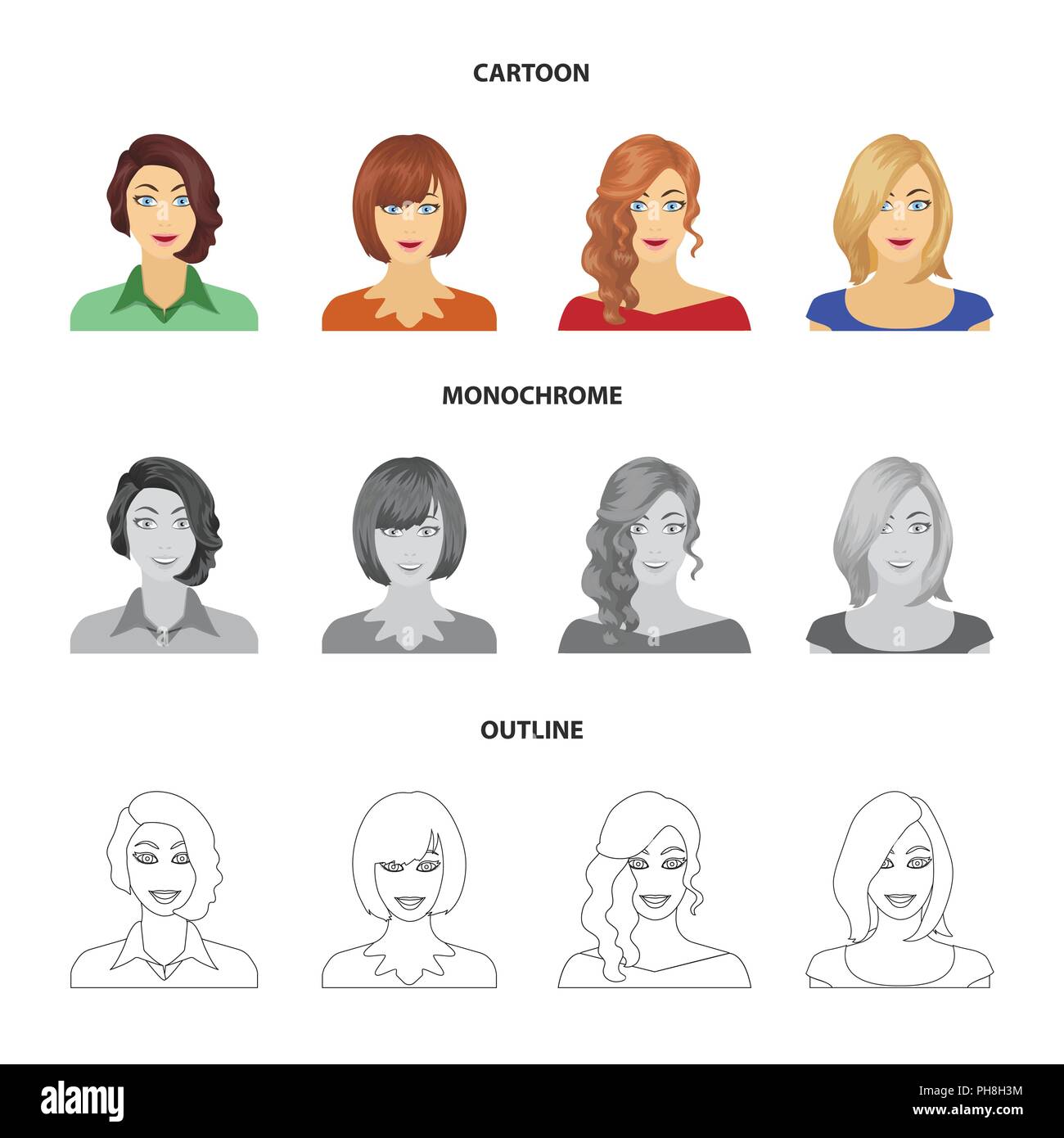 The appearance of a woman with a hairdo, the face of a girl. Face and ...