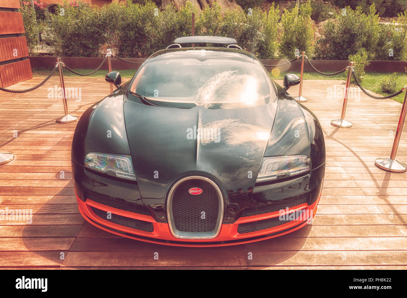 Italy - porto cervo - August 19, 2018 : front view of the super car ...