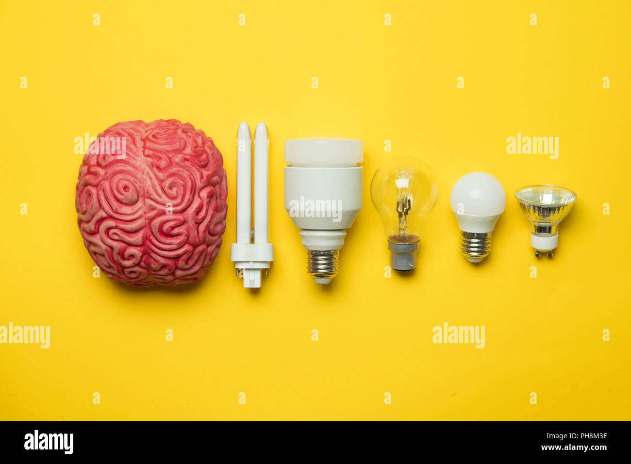 Bright idea. Brain with lightbulb. inspiration, innovation, solution ...