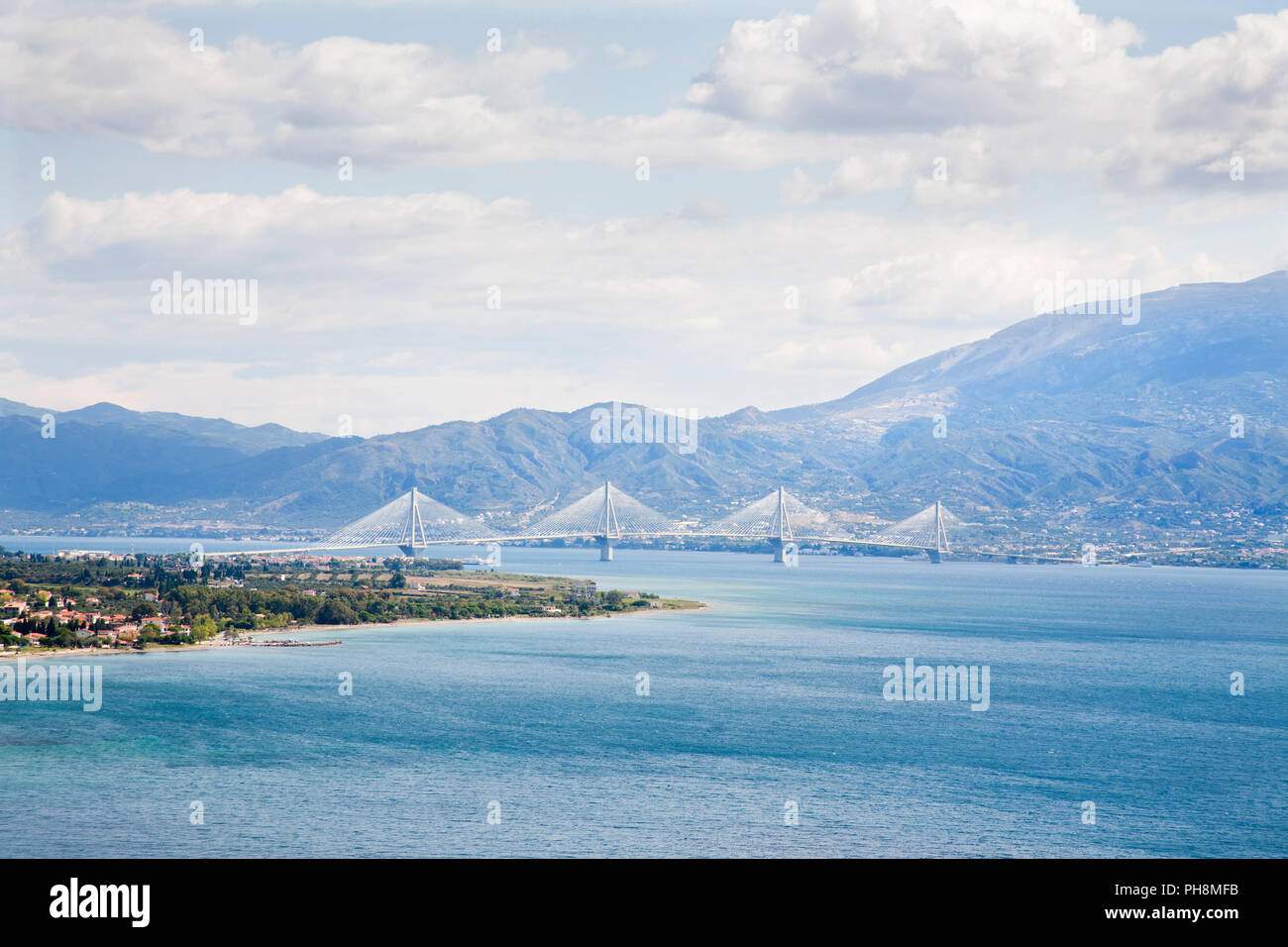 Gulf of Corinth, Patras area, bridge Rio-Antirrio, Sterea Hellas ...
