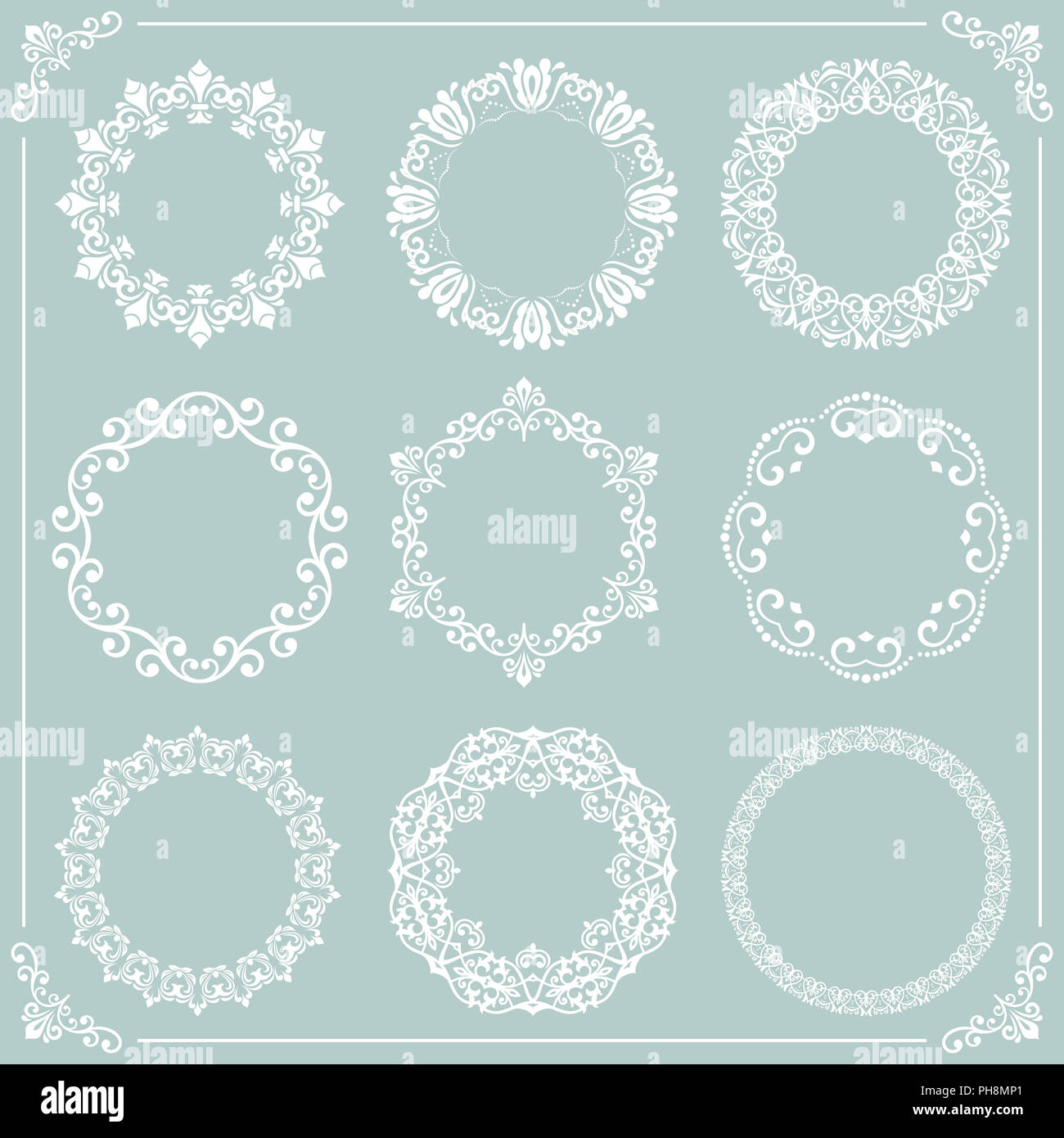 Vintage Set of Round Elements Stock Photo - Alamy