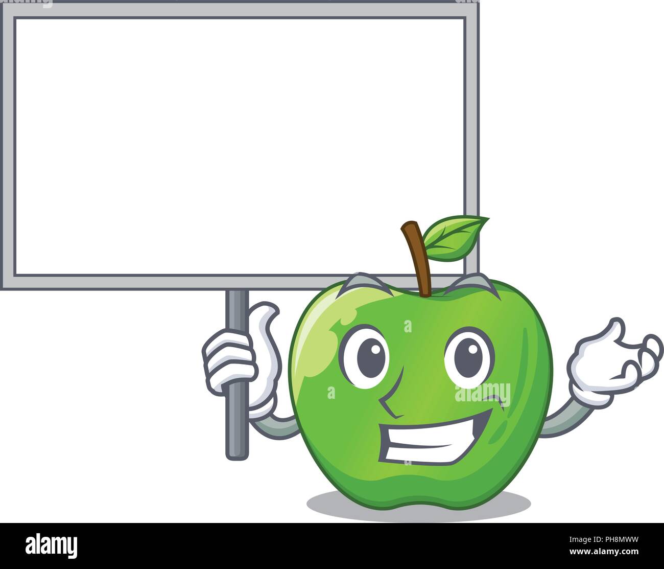Bring board cartoon of big shiny green apple vector illustration Stock ...
