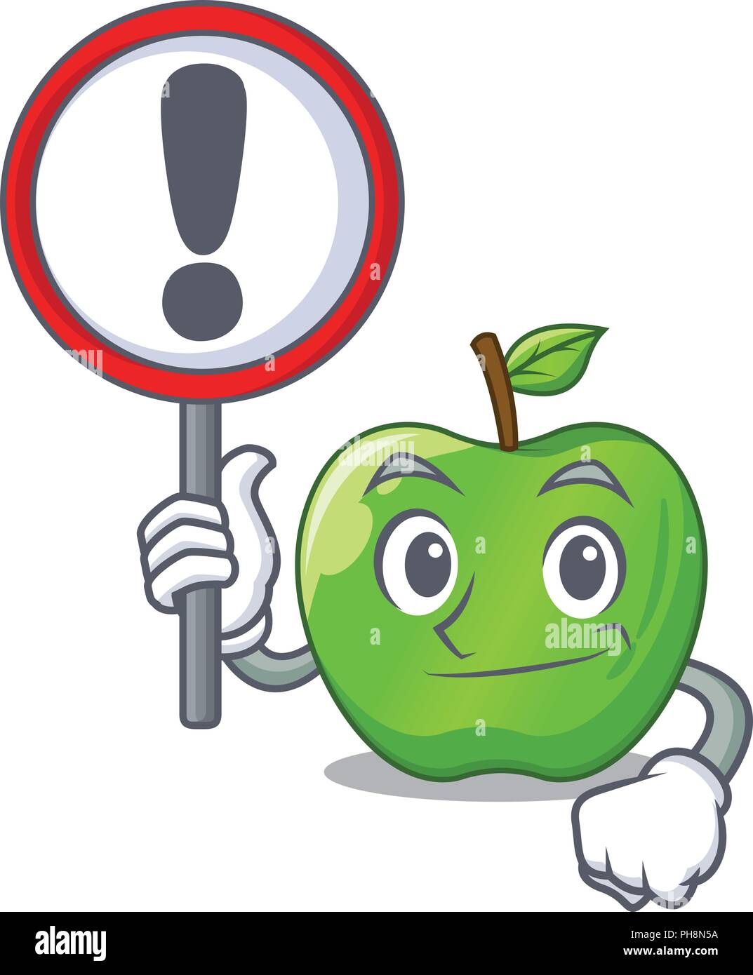 With sign cartoon of big shiny green apple vector illustration Stock ...