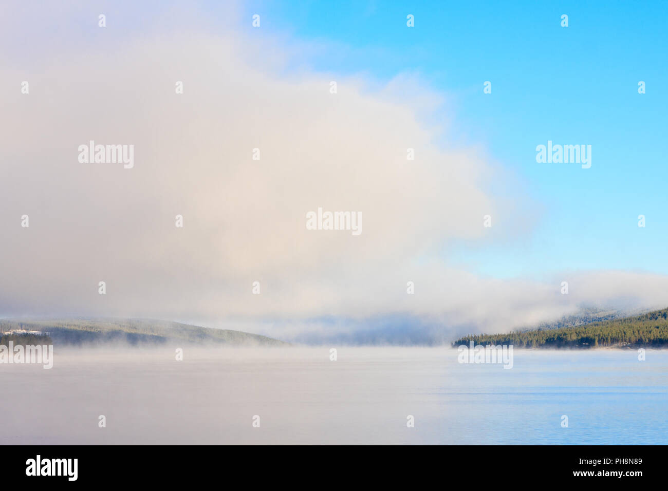 steaming lake in winter Stock Photo - Alamy