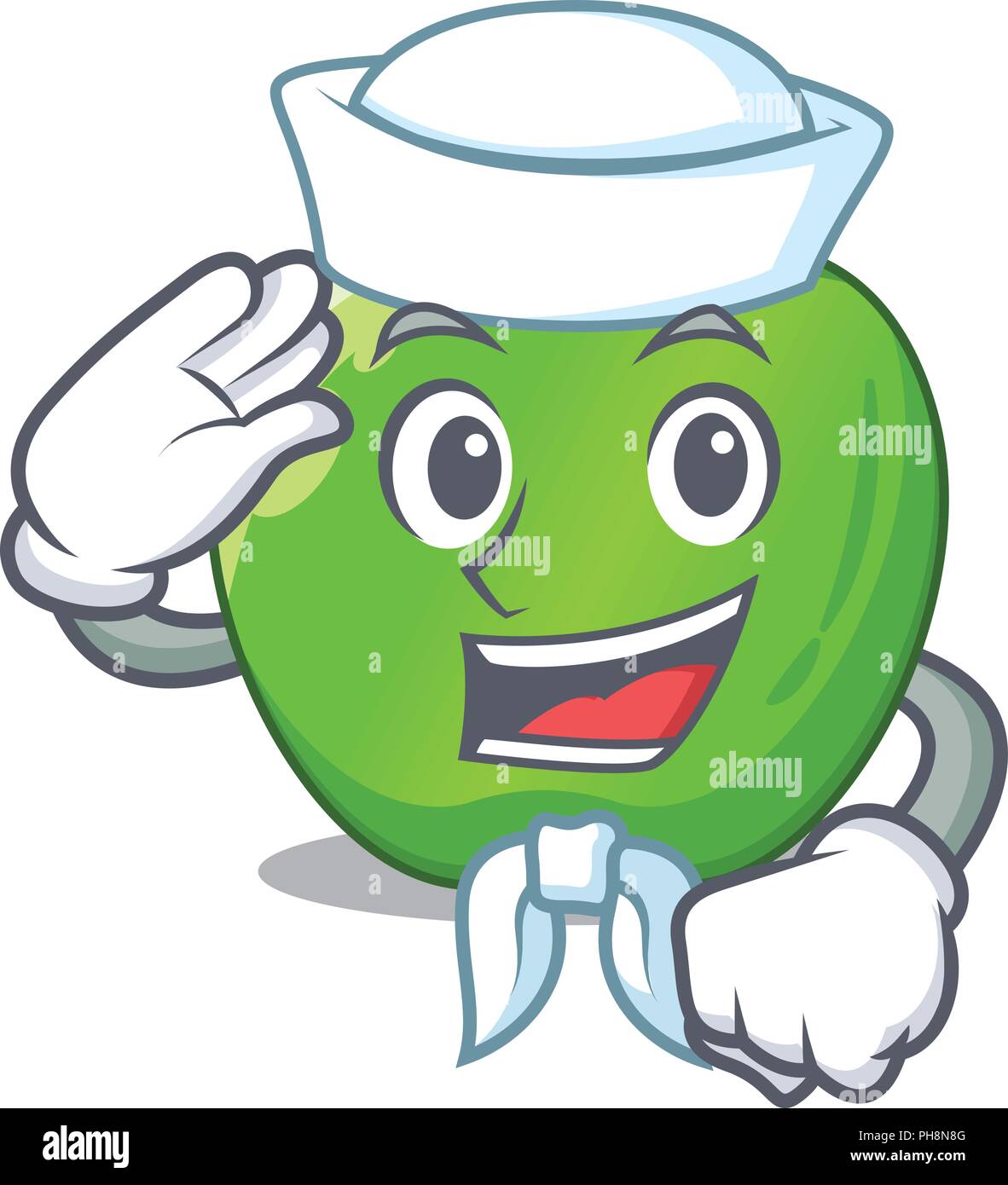 Sailor cartoon of big shiny green apple vector illustration Stock ...