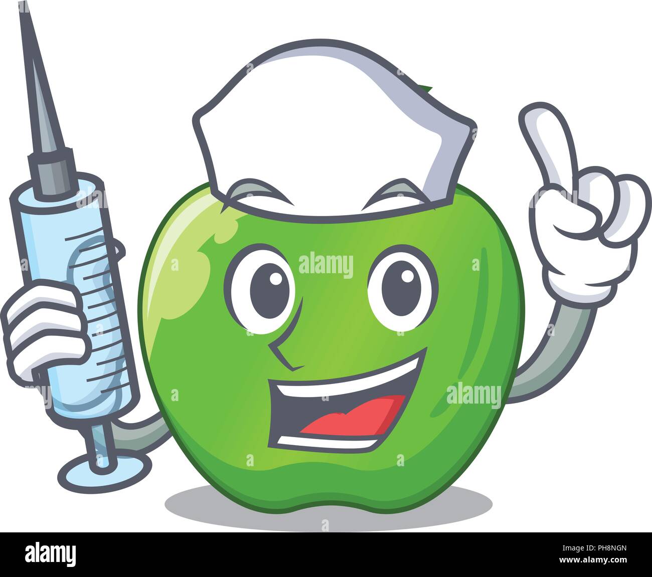 Nurse character ripe green apple with leaf vector illustration Stock ...