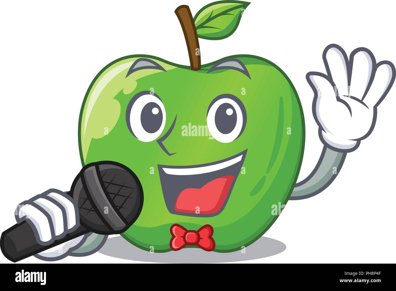Singing perfect fresh green apple on cartoon vector illustration Stock ...