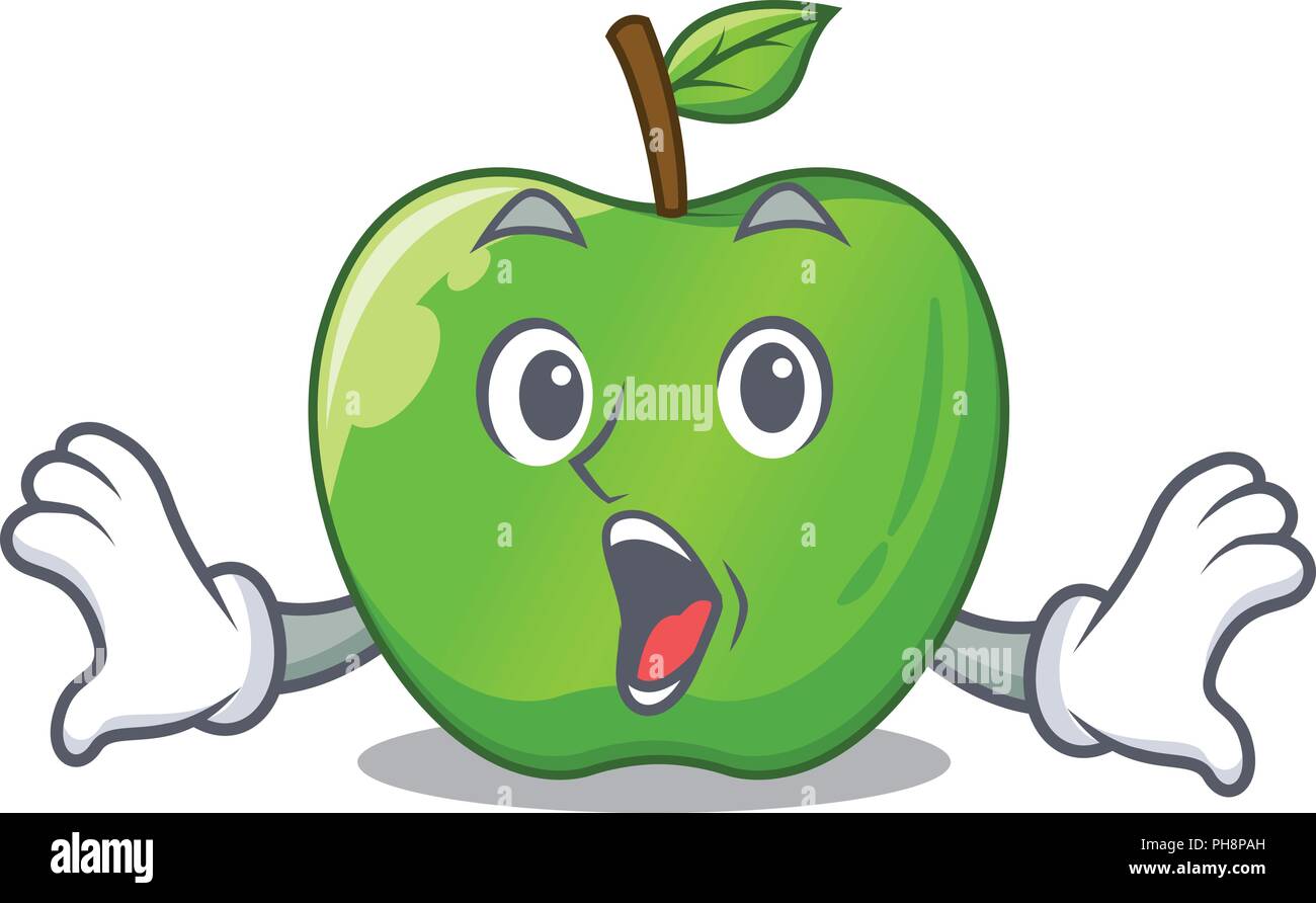 Surprised perfect fresh green apple on cartoon vector illustration ...