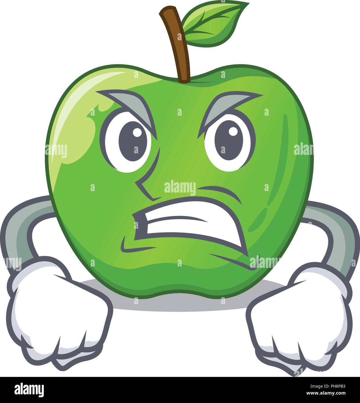 Angry perfect fresh green apple on cartoon vector illustration Stock ...