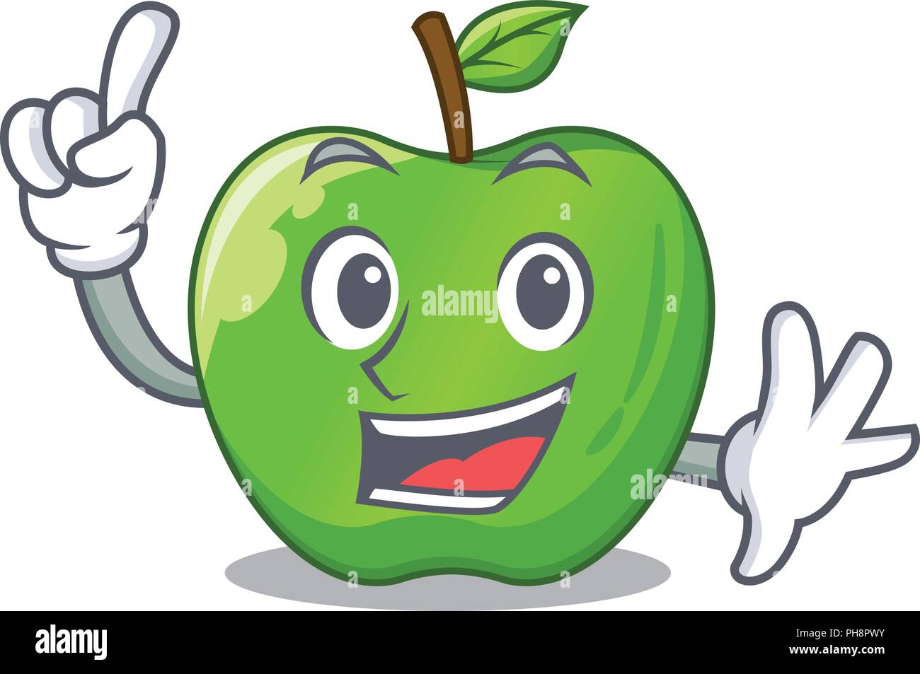 Finger green smith apple isolated on cartoon vector illustration Stock ...
