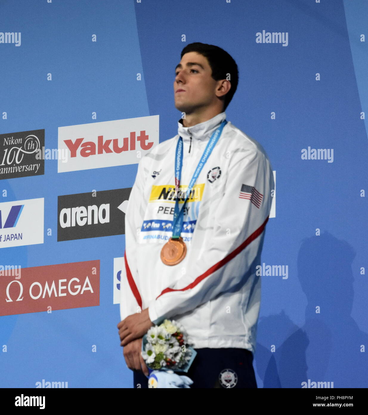Budapest, Hungary - Jul 28, 2017. Bronze medalist PEBLEY Jacob (USA) at ...