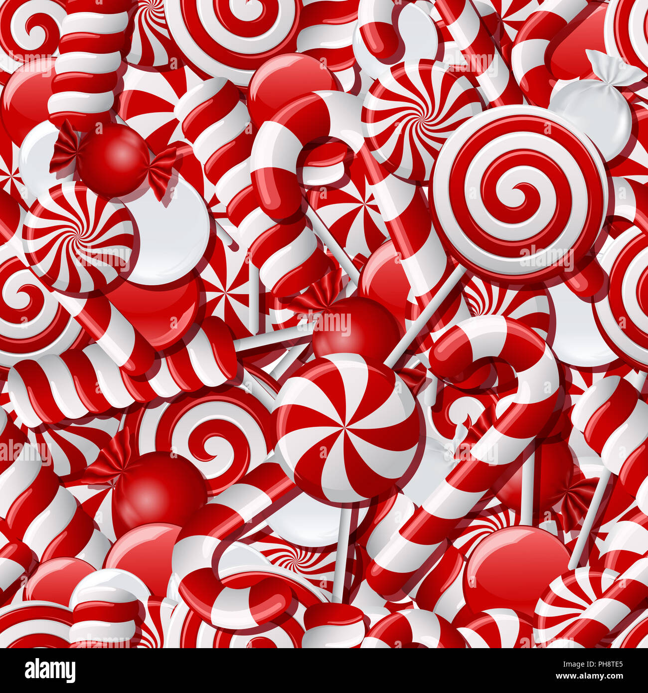 Seamless background with red and white candies Stock Photo - Alamy