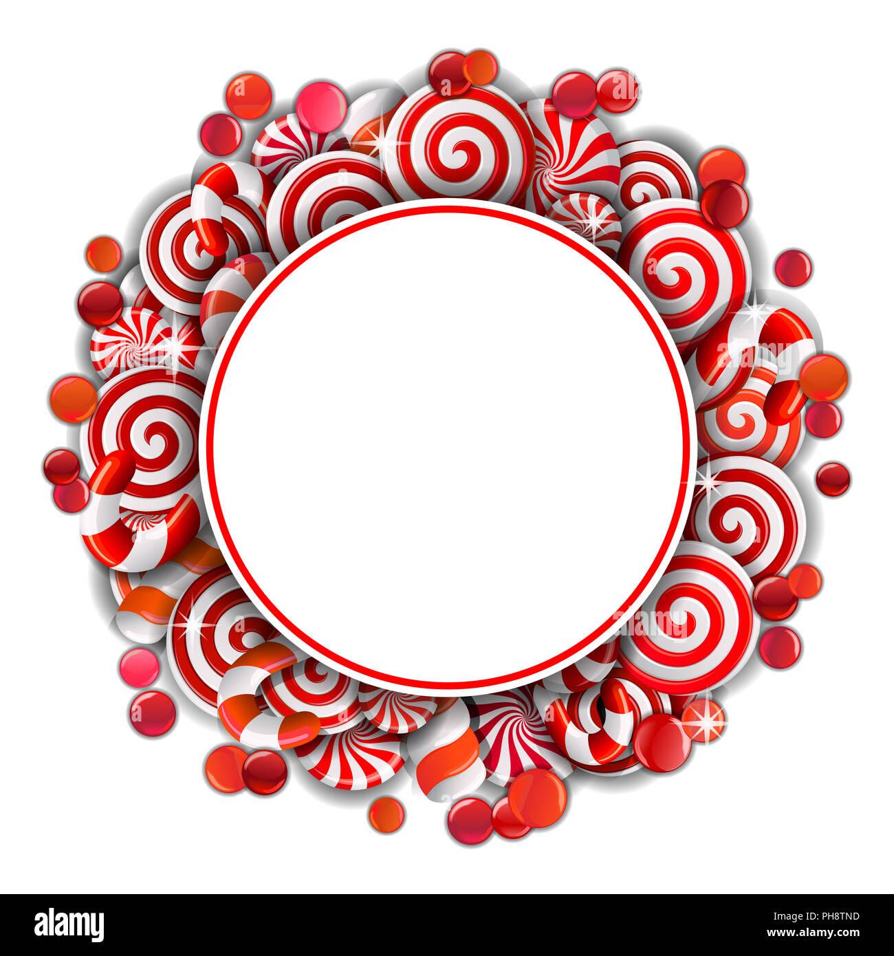 Frame with red and white candies Stock Photo - Alamy