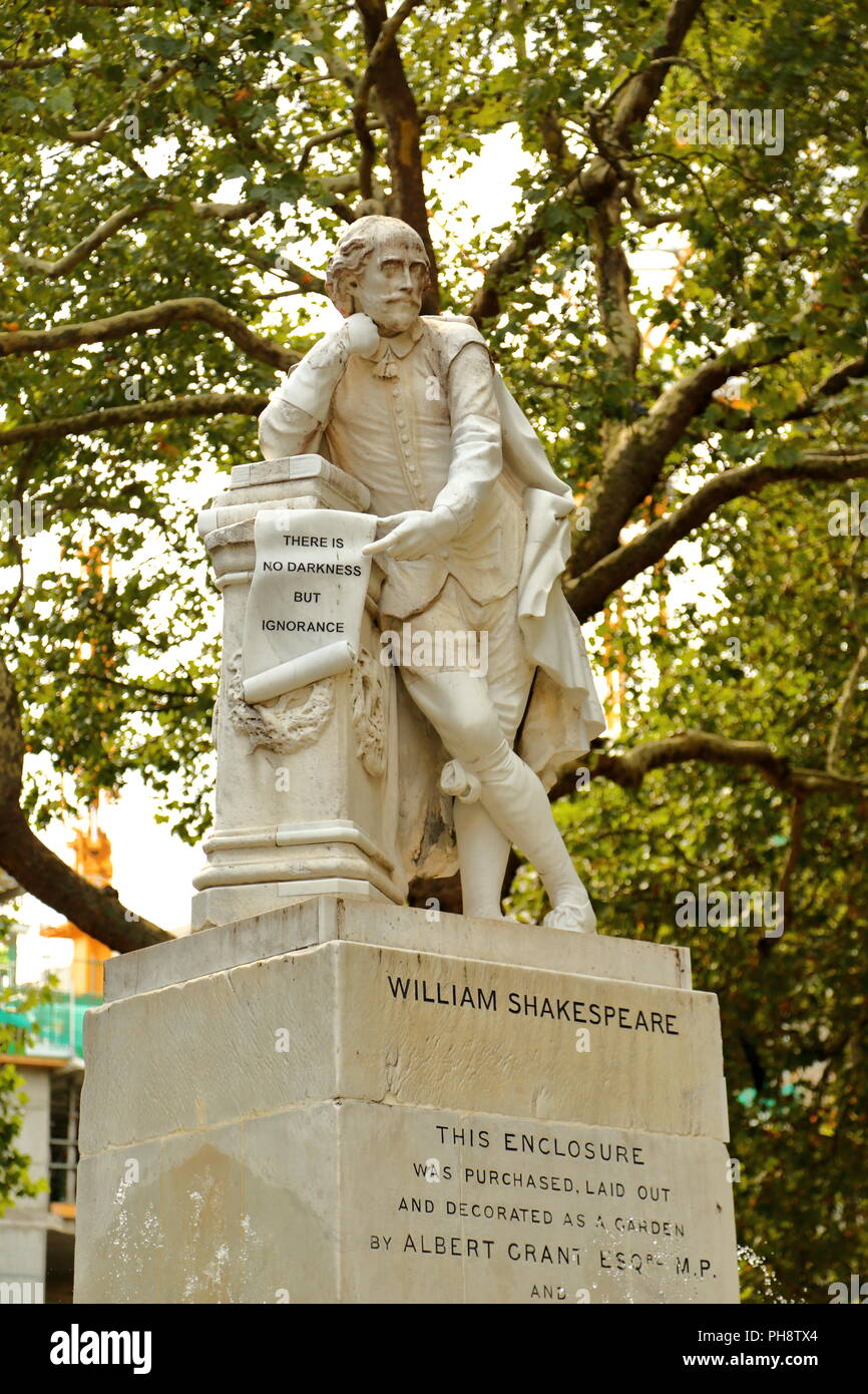 Statue of William Shakespeare in Leicester Square, London, UK Stock ...