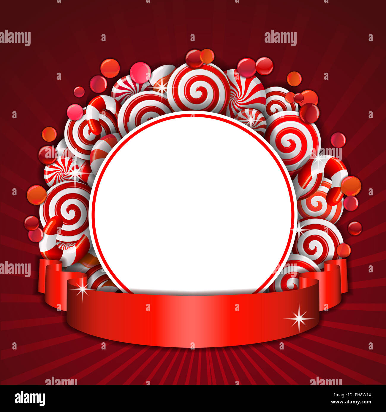 Frame with red and white candies Stock Photo - Alamy