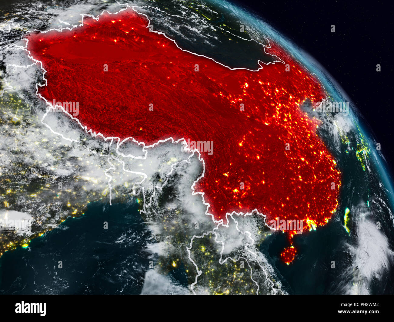 China at night nasa hi-res stock photography and images - Alamy