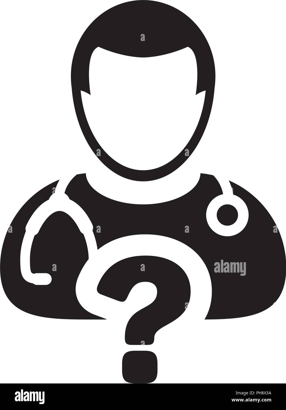 Ask a doctor icon vector male person profile avatar with question ...
