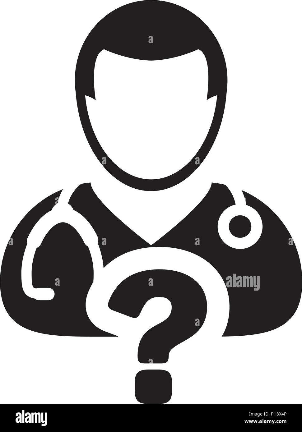 Doctor icon vector male person profile avatar with question symbol for ...