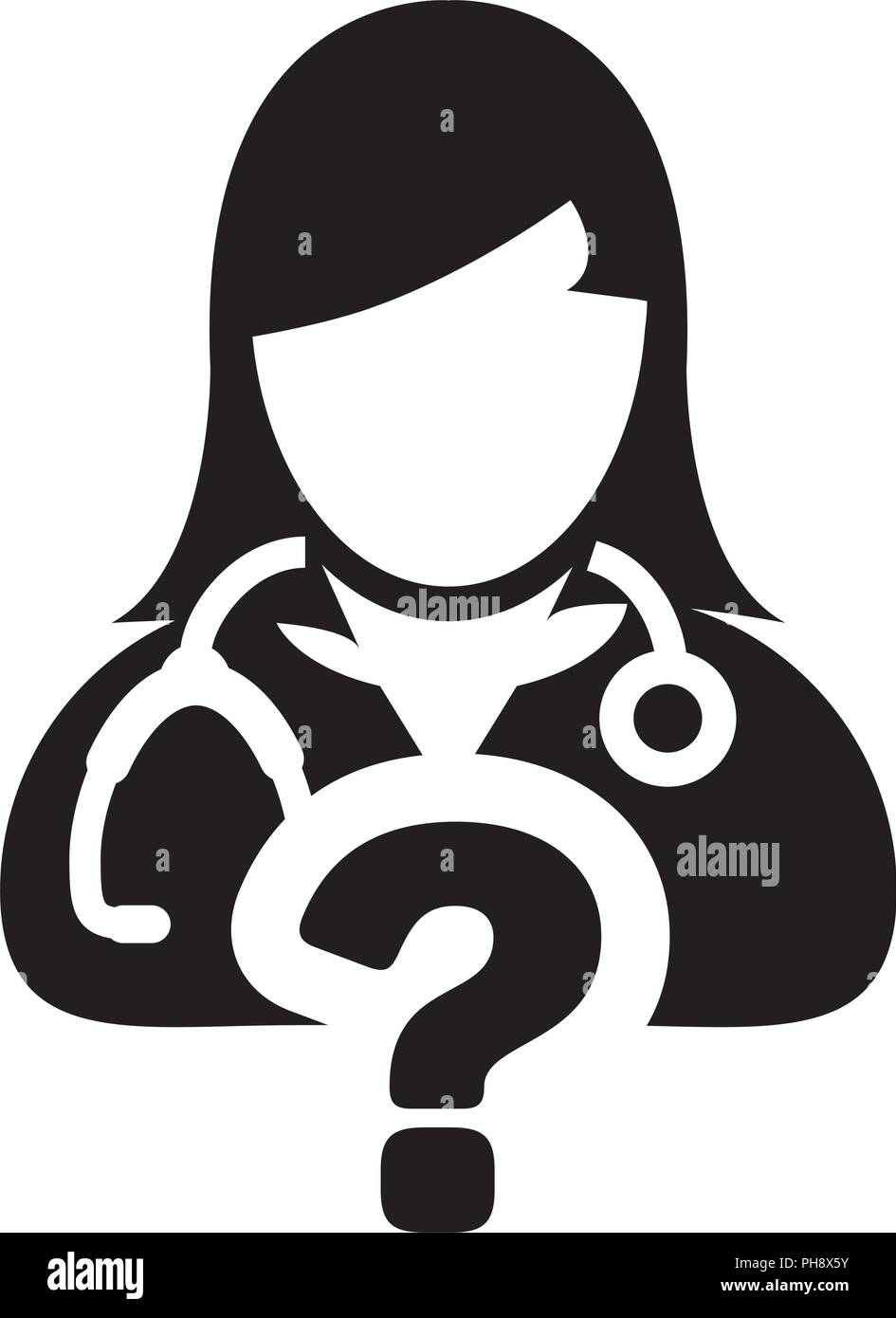 Ask a doctor icon vector female person profile avatar with question ...