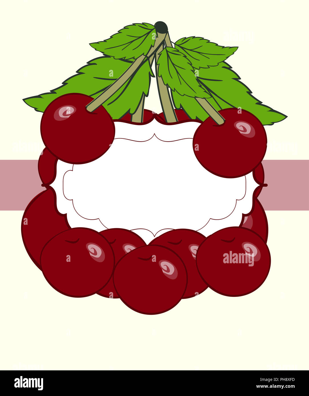 Vector drawn cherry berry labels Stock Photo - Alamy