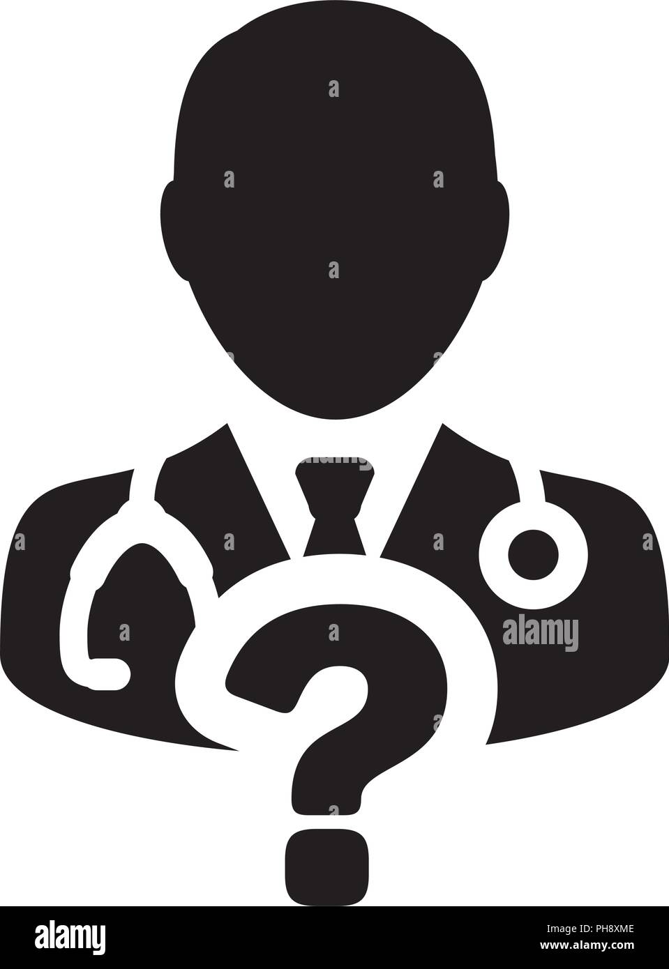 Healthcare icon vector doctor male person profile avatar with question ...