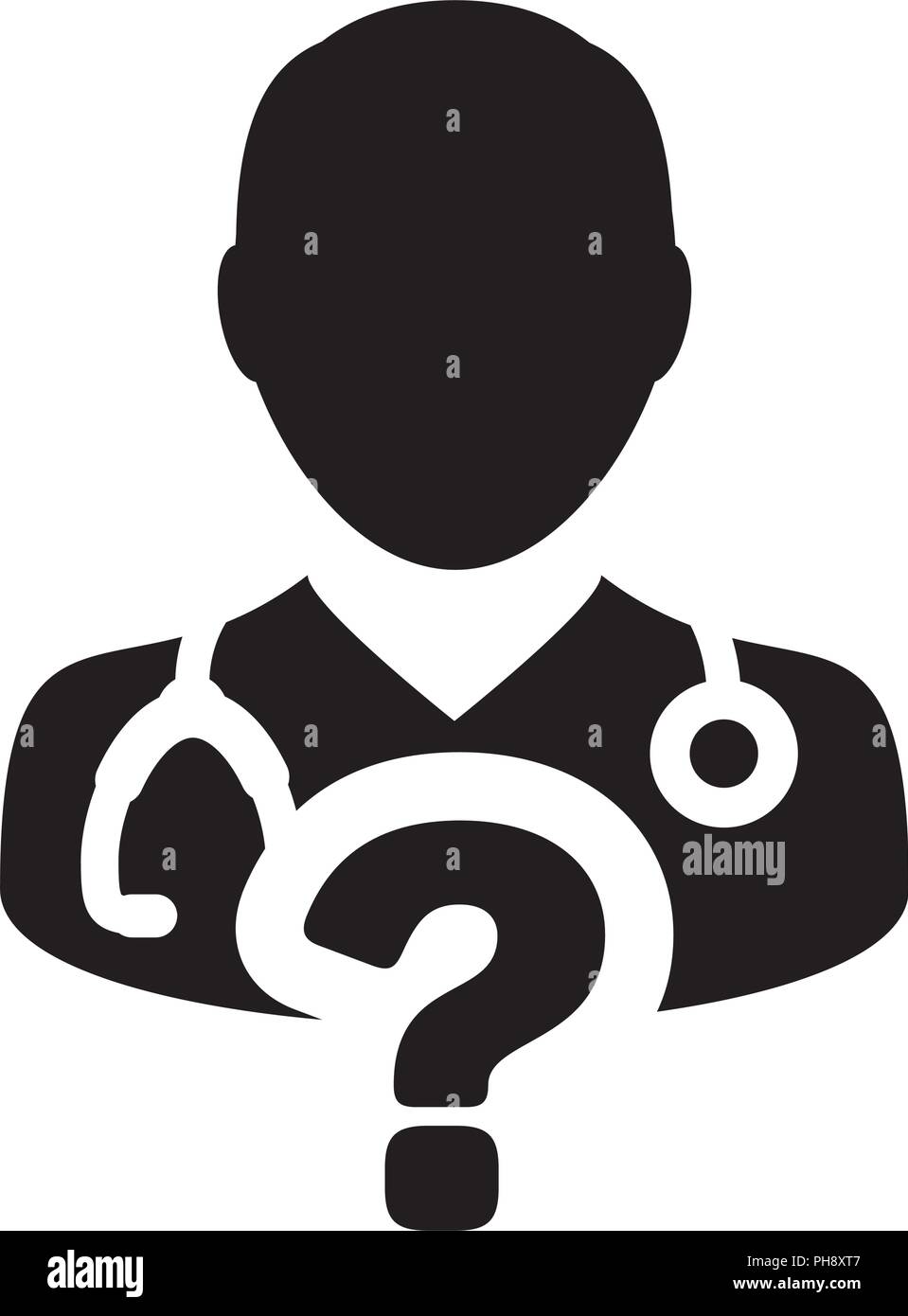 Ask a doctor icon vector male person profile avatar with question ...