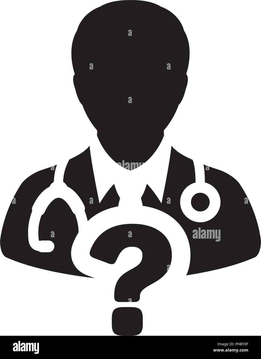 Doctor icon vector male person profile avatar with question symbol for ...