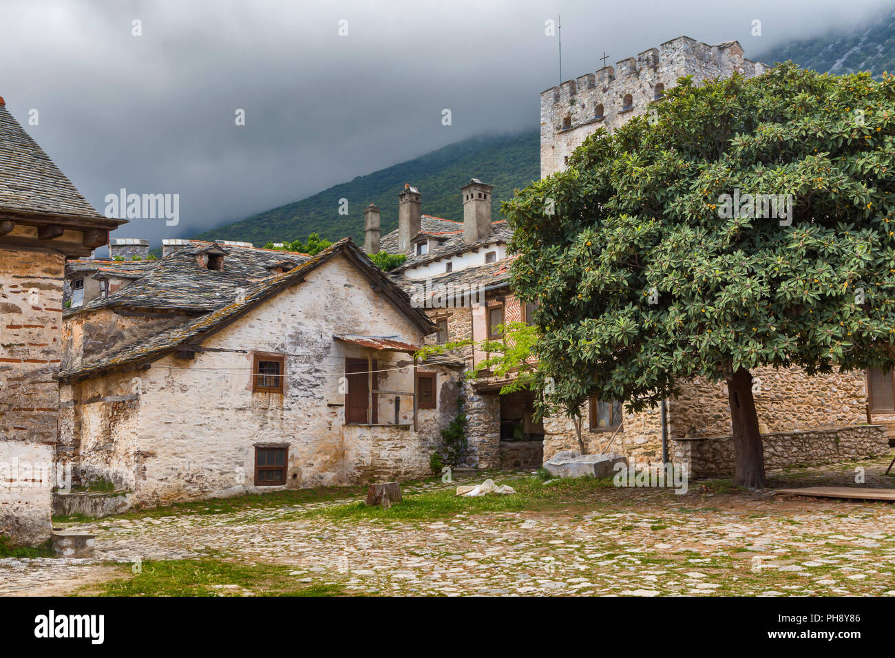Monastery of Great Lavra, Mount Athos, Athos peninsula, Greece Stock ...