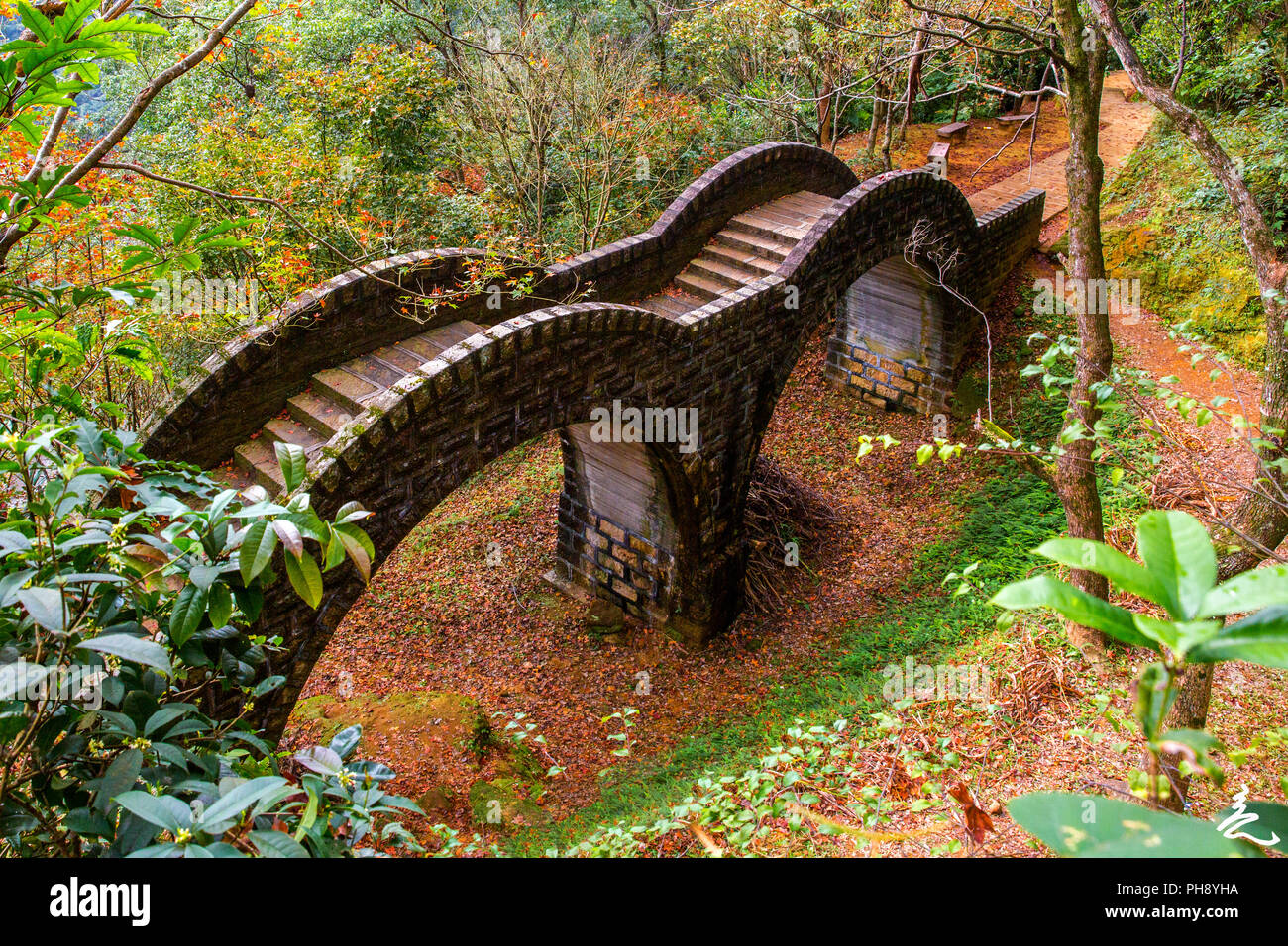 Scenic Fall Bridge Stock Photo - Alamy